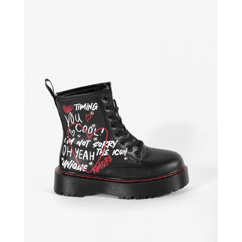 Gio Cellini - Anfibi suola alta con disegni - ST045 Colore Nero Scarpe ...